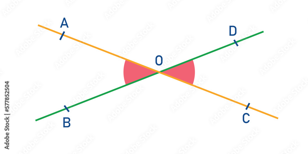 Vertically opposite angles diagram in mathematics. Vertical angles and ...