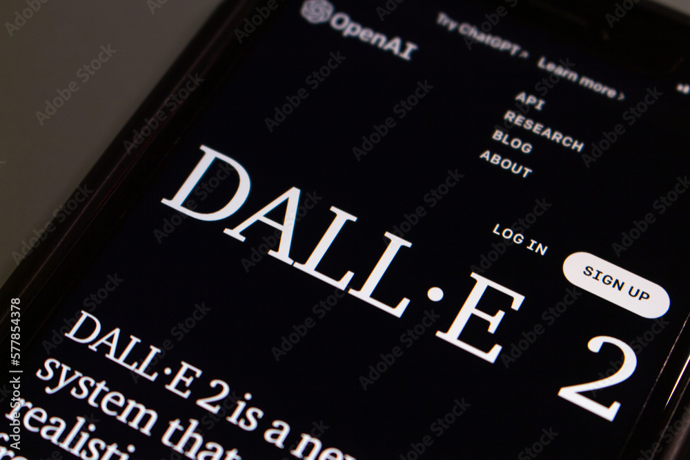 Vancouver, CANADA - Feb 26 2023 : The website of DALL-E 2 on an iPhone ...
