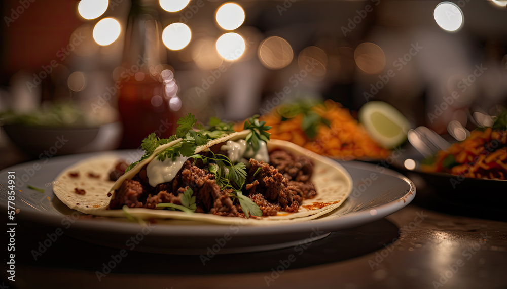 food photography of a taco on a plate Generative AI Stock Illustration ...