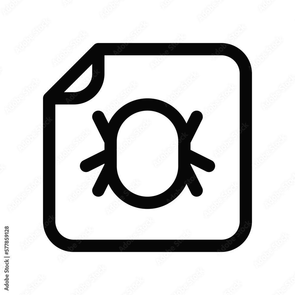 Editable vector bug corrupted file icon. Black, line style, transparent ...