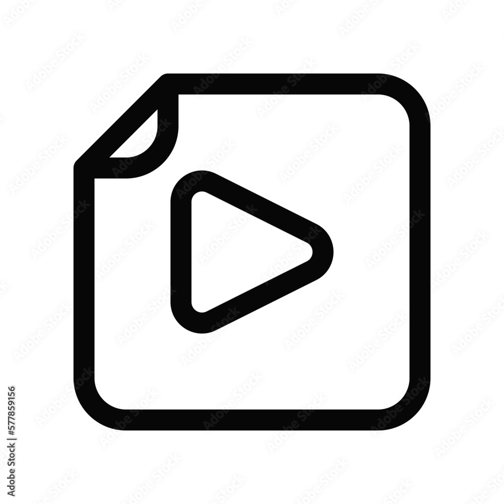 Editable vector multimedia file icon. Black, style, transparent white ...