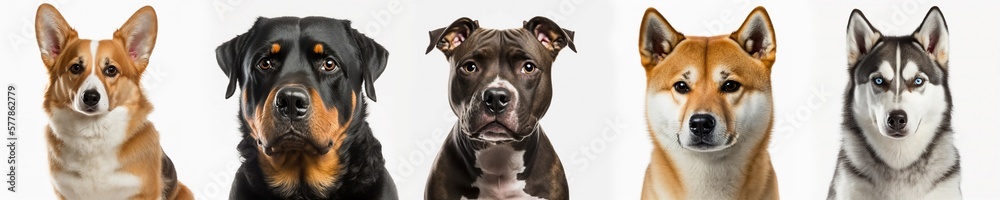 ภาพประกอบสต็อก Dogs group studio portrait shot photo set on white ...