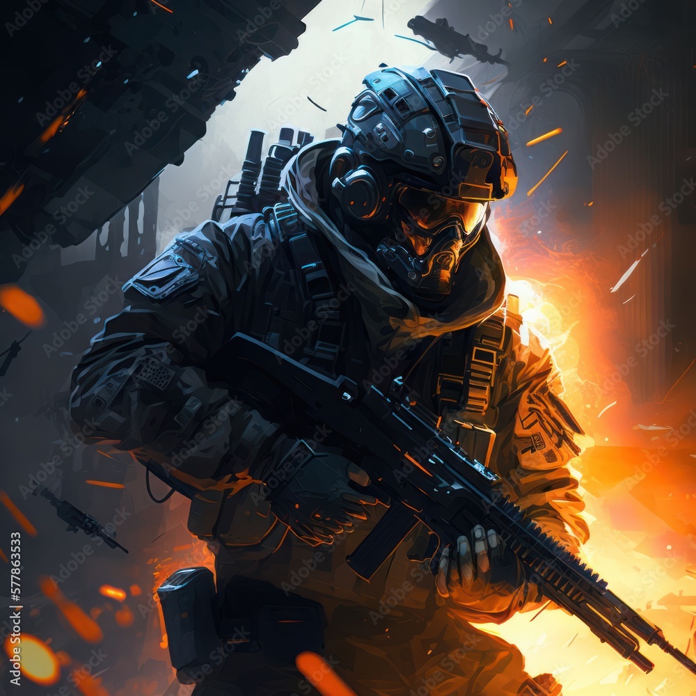 Shooter Game Art Stock Illustration | Adobe Stock