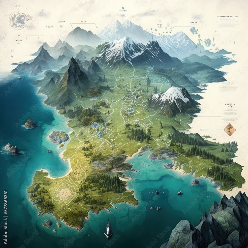 RPG Game World Map Stock Illustration | Adobe Stock