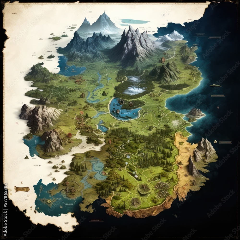 RPG Game World Map Stock イラスト | Adobe Stock