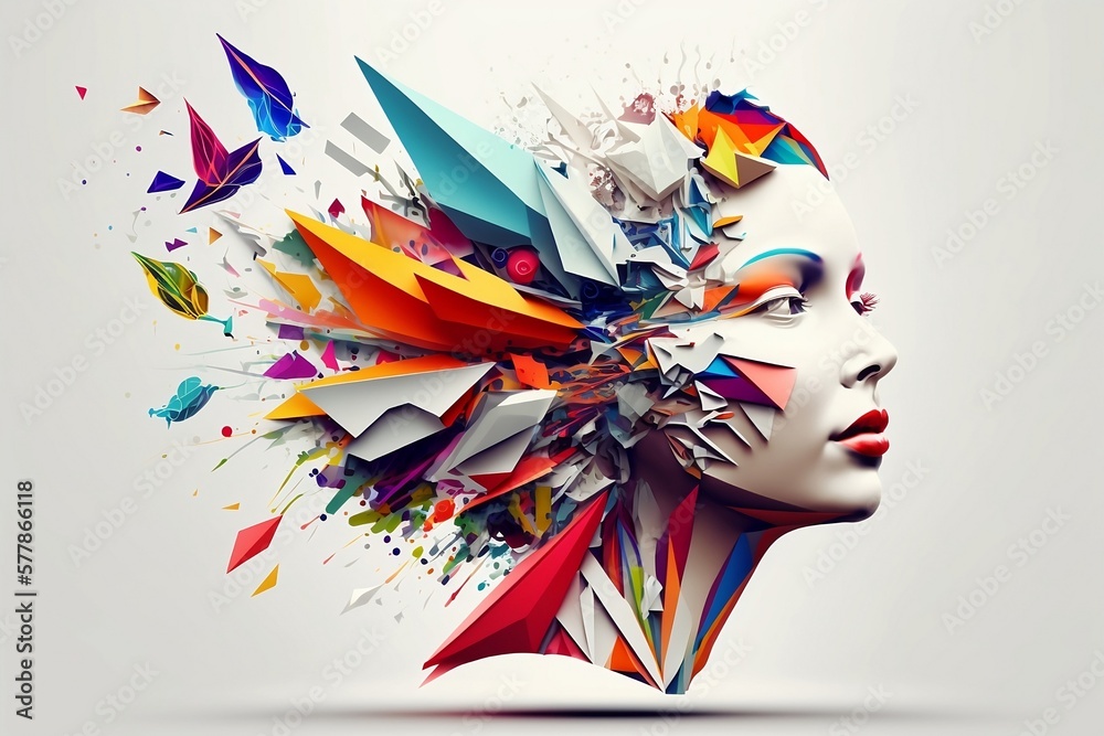 Colorful 3D illustration representing a person with a creative mind ...