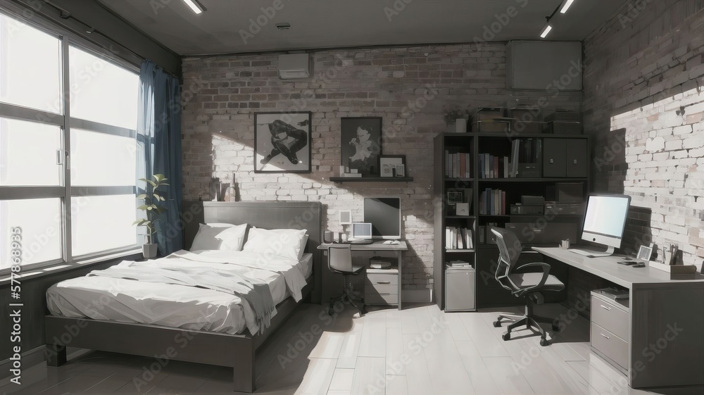 4K resolution or higher, industrial living room. Generative AI ...