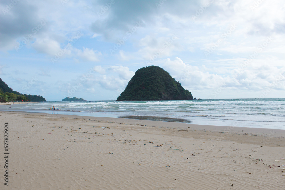 View of Red island beach ( pantai Pulau merah ) in Banyuwangi in ...