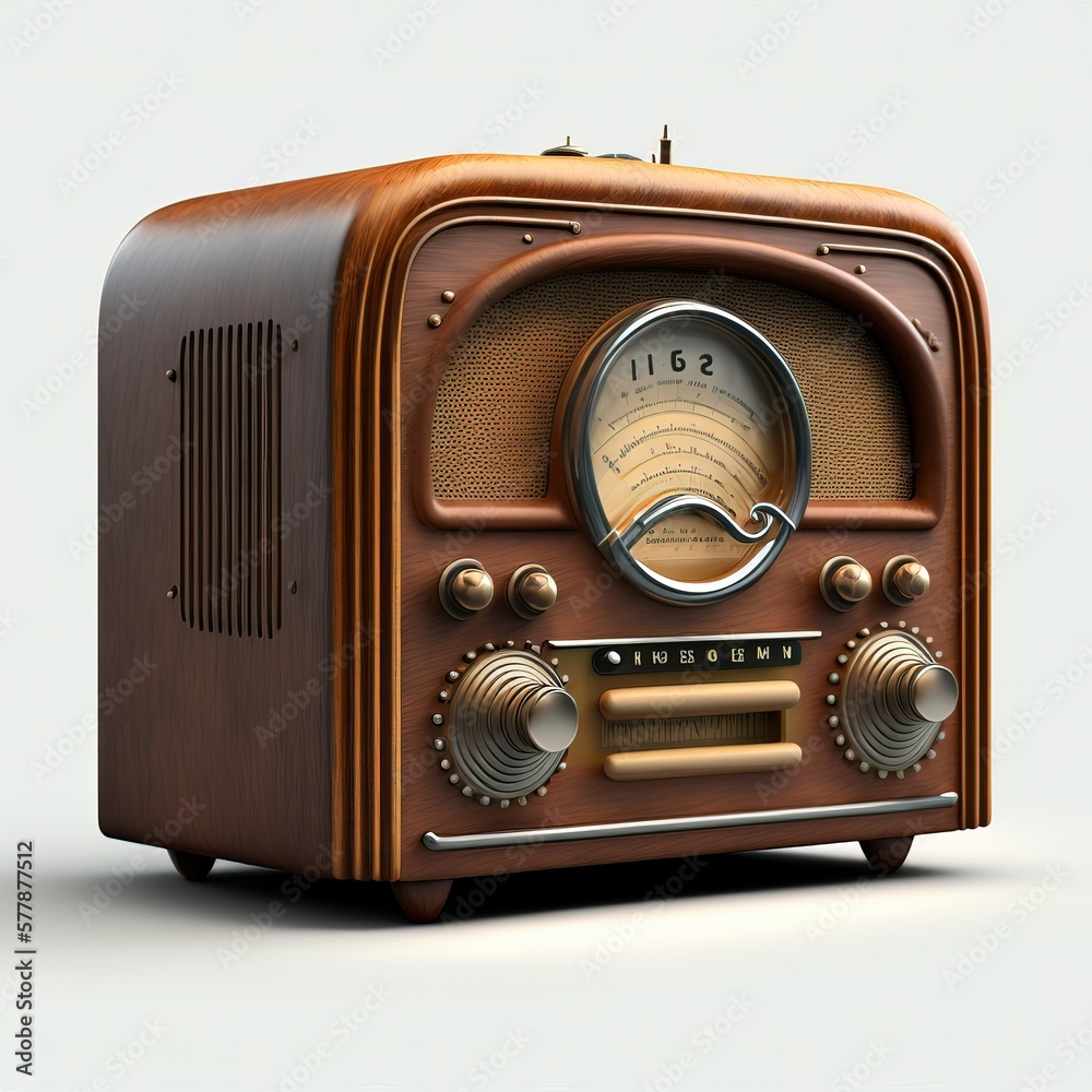 Vintage antique radio, retro electronics concept, isolated on a white ...
