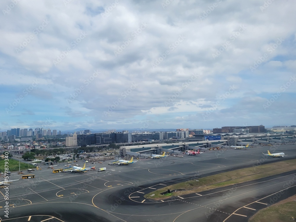 Aerial view of Ninoy Aquino International Airport in Manila ...