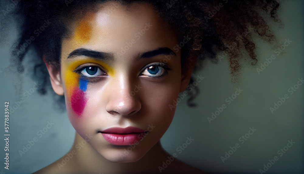 Woman activist for lgbtq rights with rainbow flag, cartoon ...