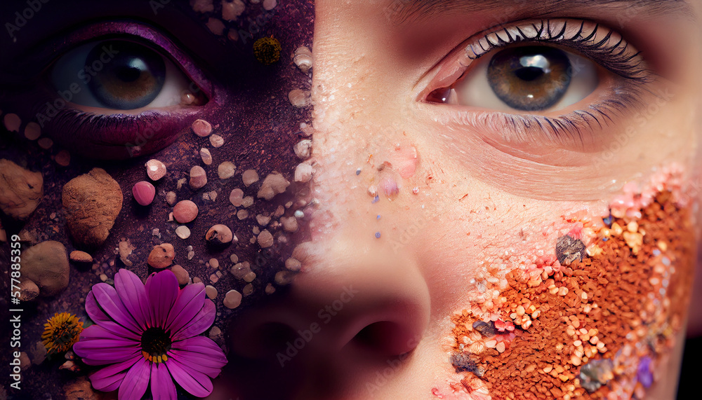 Cosmetic, skin care, Skin repair microbiome illustration vector, skin ...