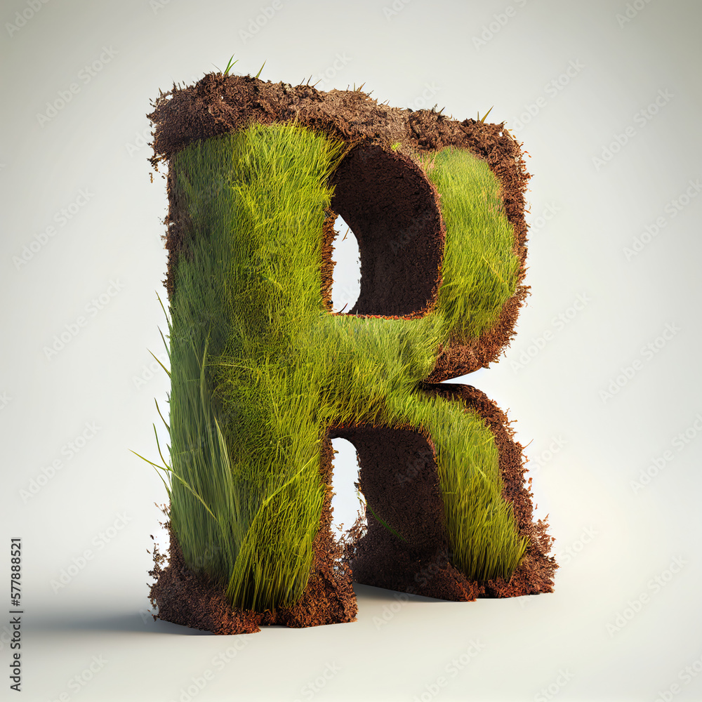 Letter R with grassy and soil ground on the alphabet on white ...