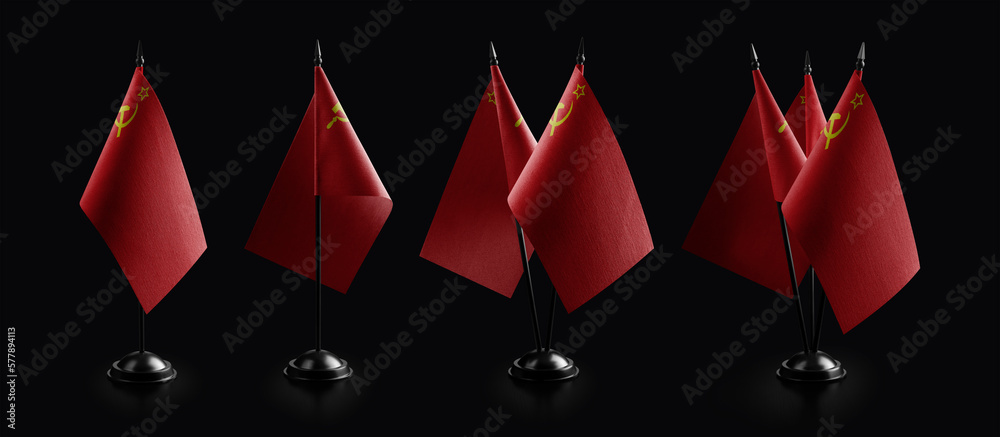 Small national flags of the USSR on a black background Stock Photo ...