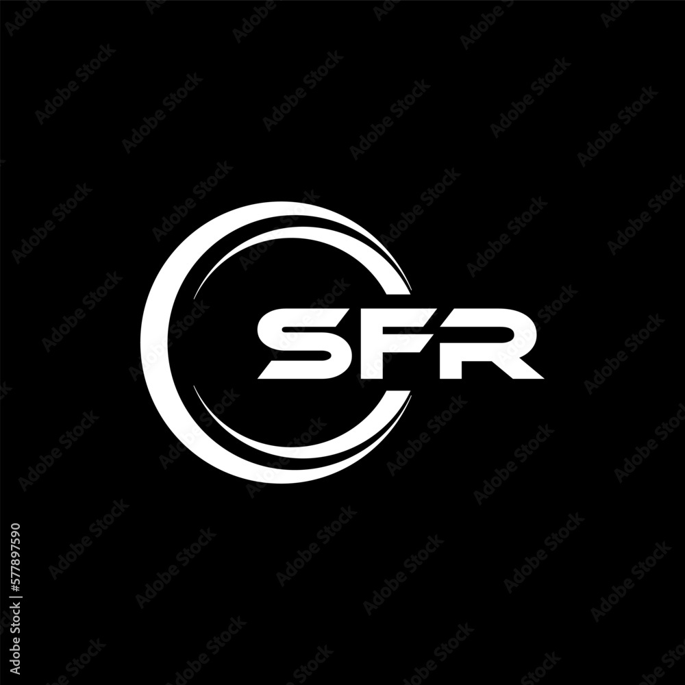 SFR letter logo design with black background in illustrator, cube logo ...
