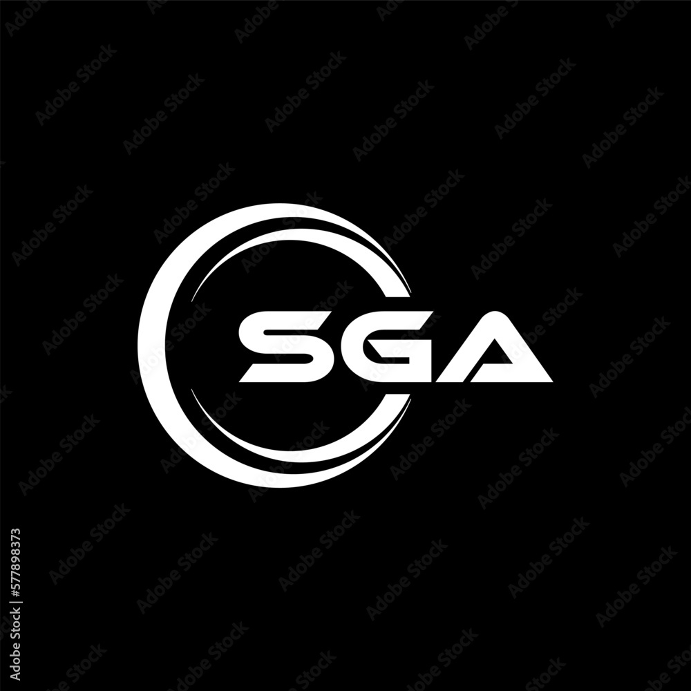 Vetor do Stock: SGA letter logo design with black background in ...