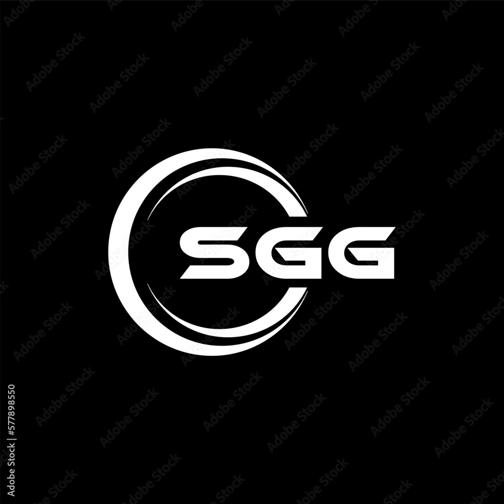 SGG letter logo design with black background in illustrator, cube logo ...