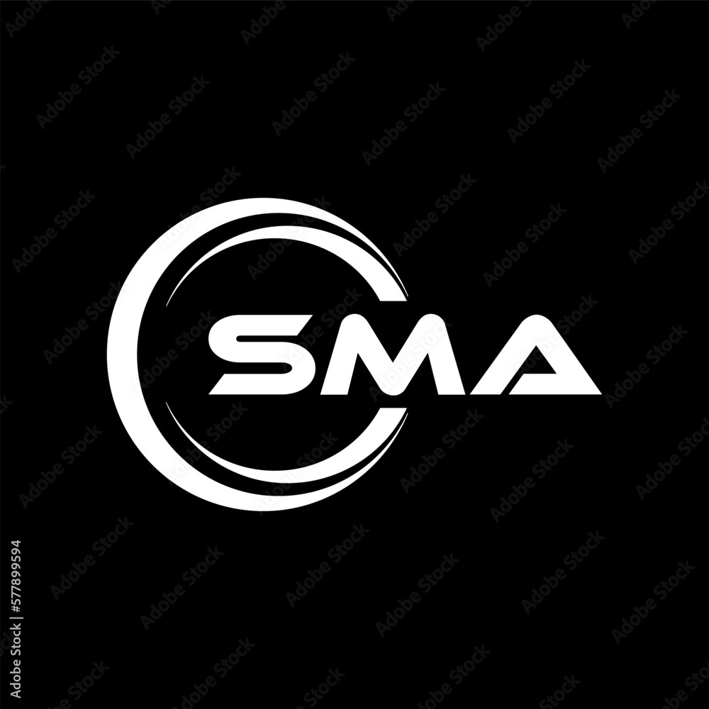 Vettoriale Stock SMA letter logo design with black background in ...