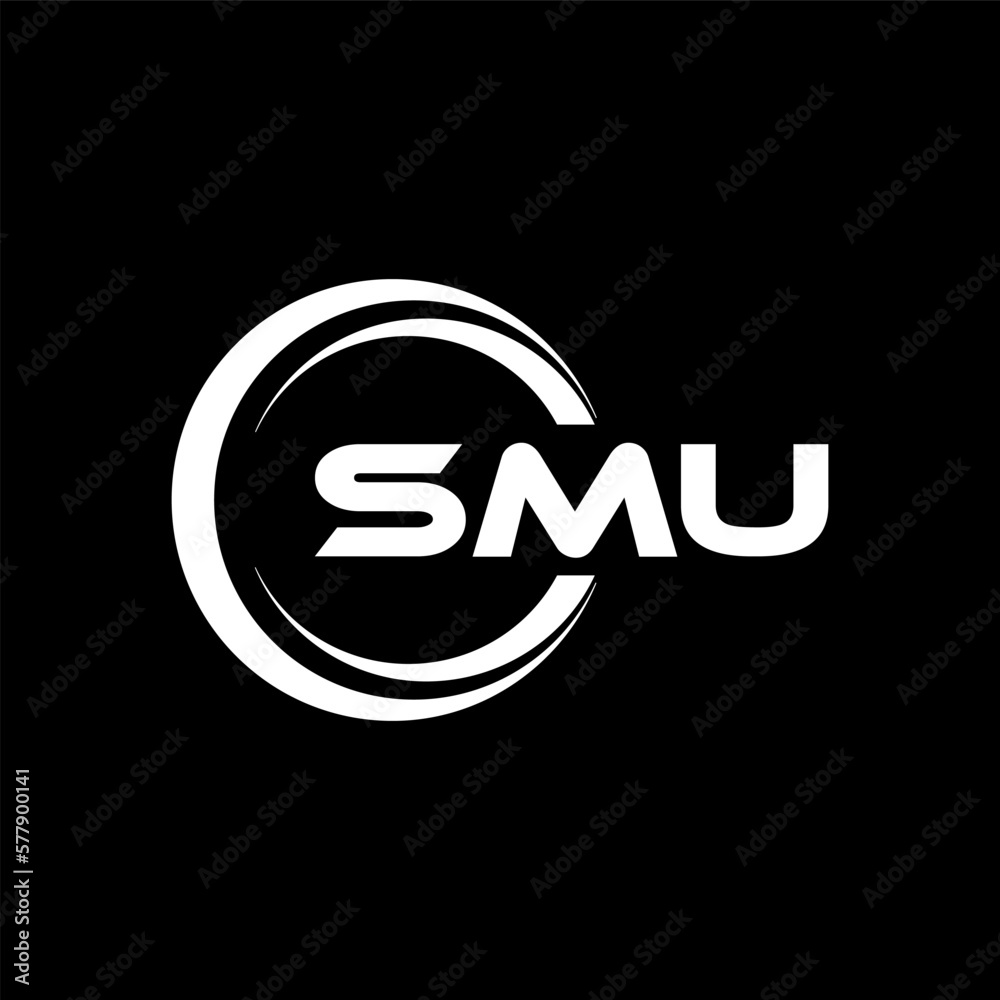 SMU letter logo design with black background in illustrator, cube logo ...