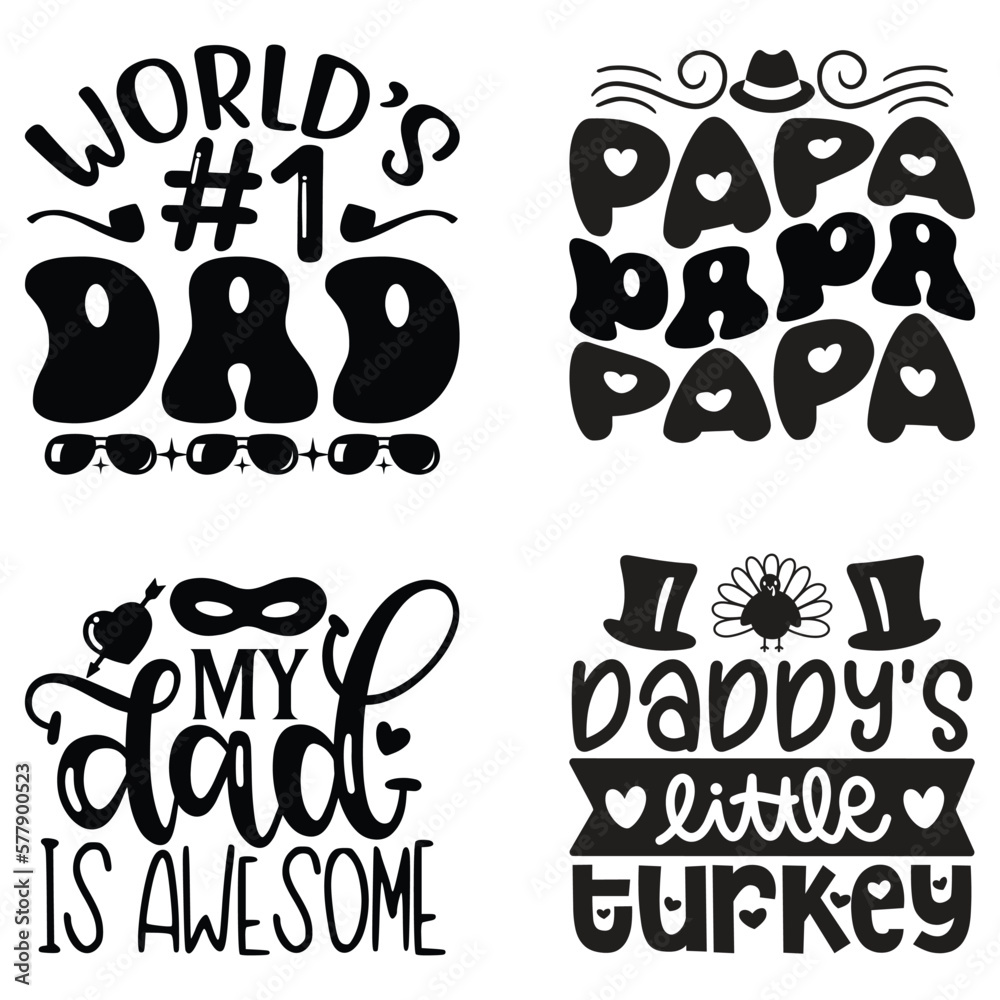 Dad SVG And T-shirt Design Bundle, Dad Daddy Papa SVG Quotes Design t ...