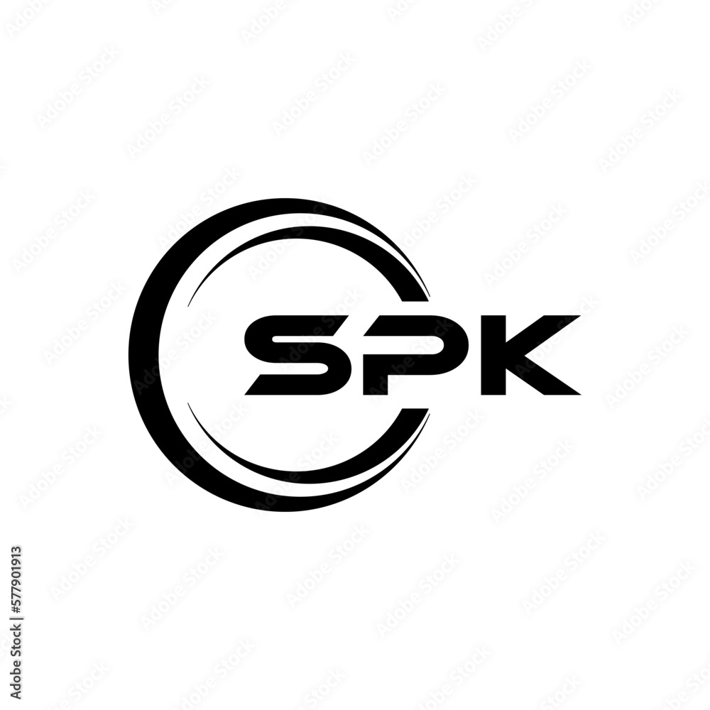 SPK letter logo design with white background in illustrator, cube logo ...