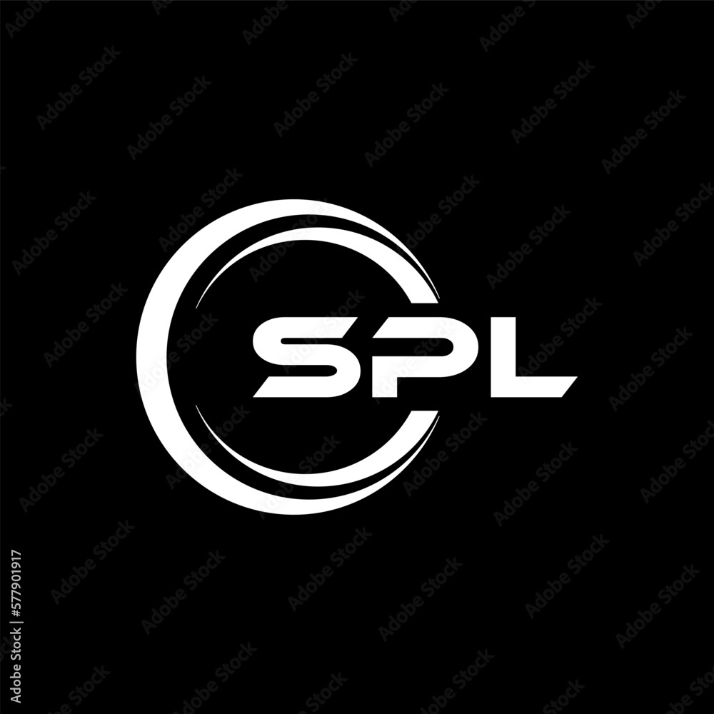 SPL letter logo design with black background in illustrator, cube logo ...