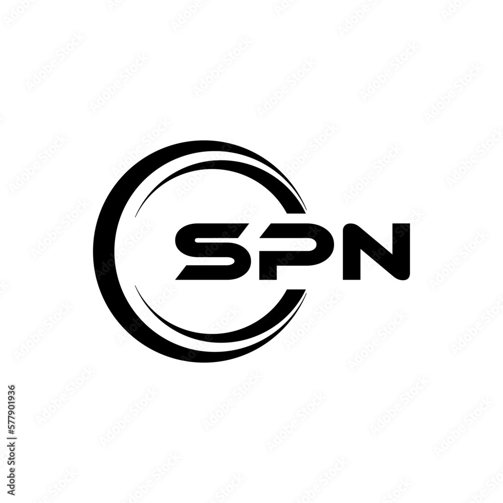 SPN letter logo design with white background in illustrator, cube logo ...