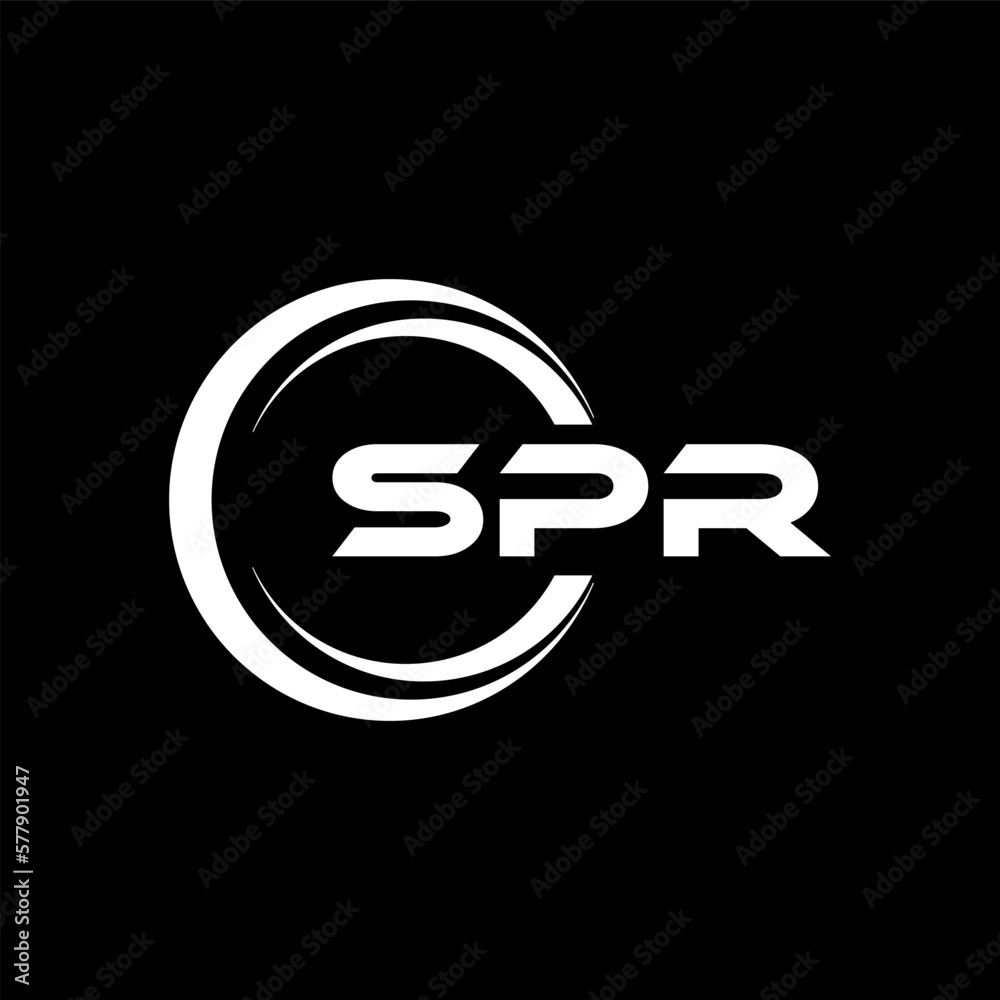 SPR letter logo design with black background in illustrator, cube logo ...