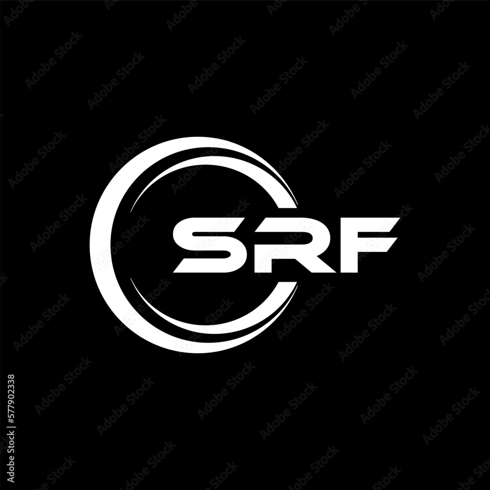SRF letter logo design with black background in illustrator, cube logo ...