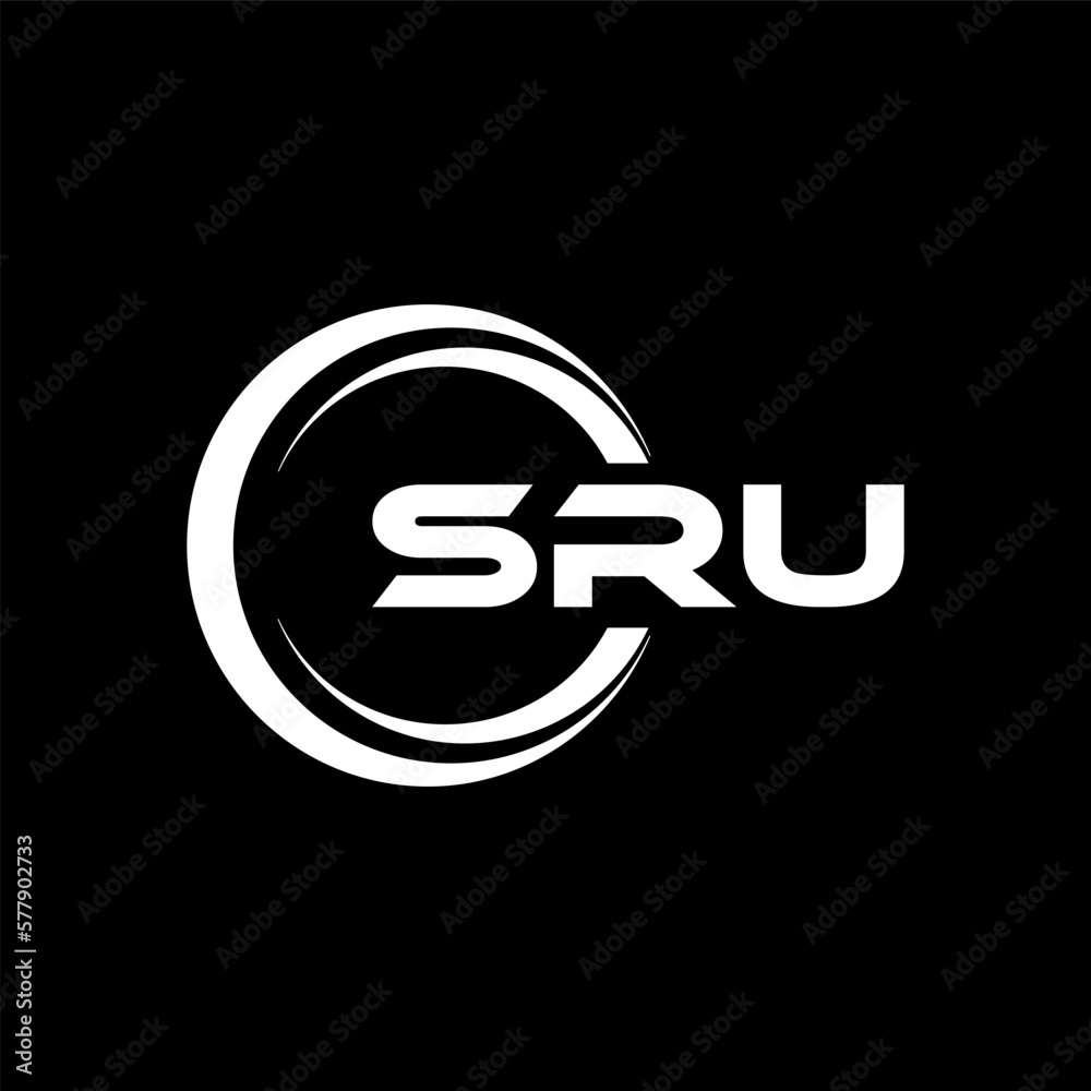 SRU letter logo design with black background in illustrator, cube logo ...