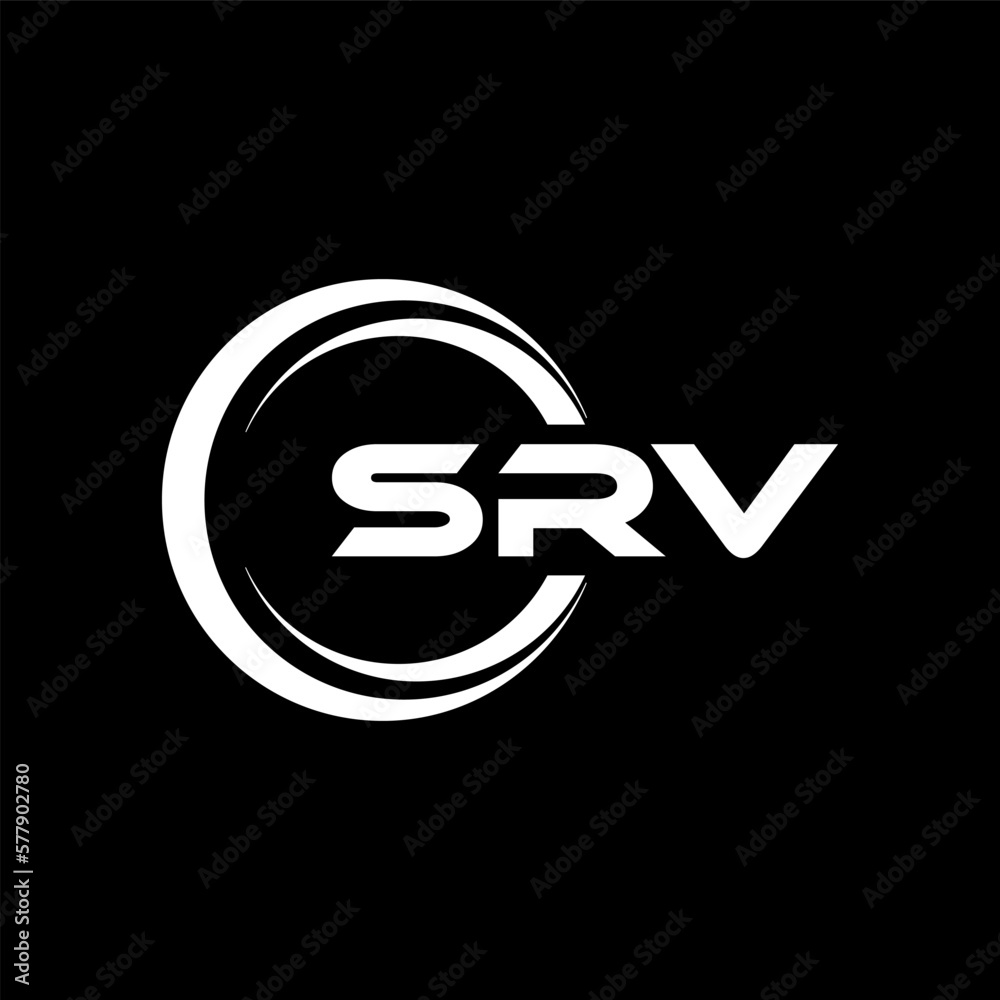 SRV letter logo design with black background in illustrator, cube logo ...