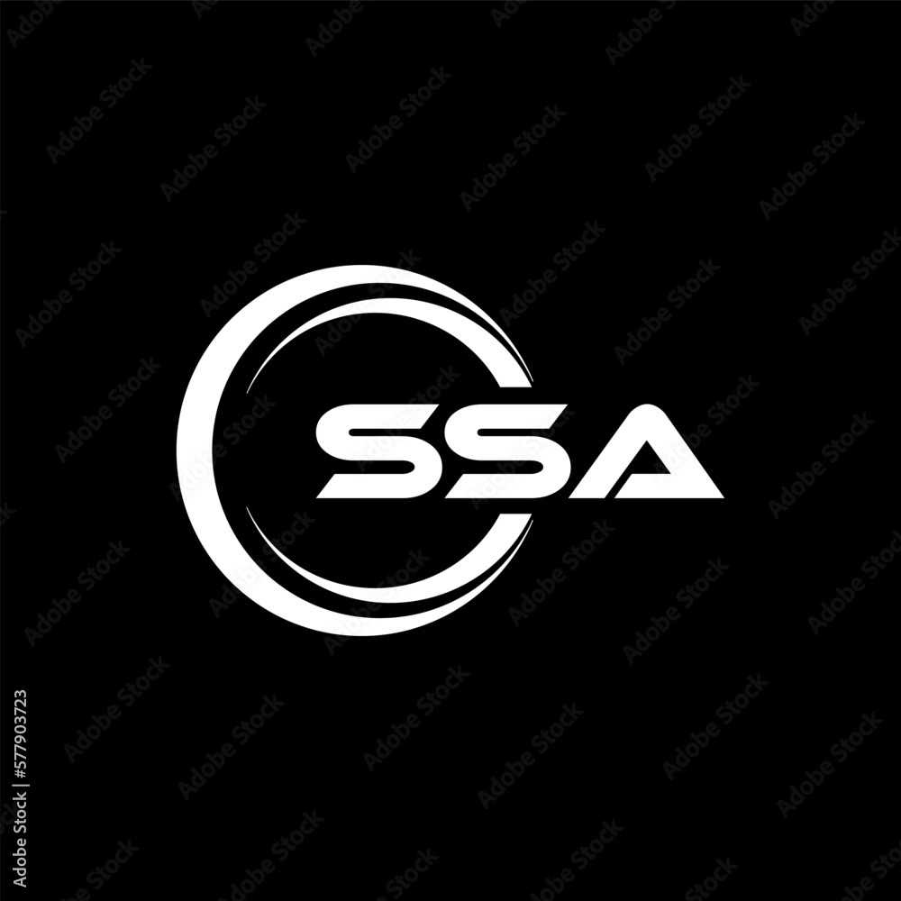 SSA letter logo design with black background in illustrator, cube logo ...