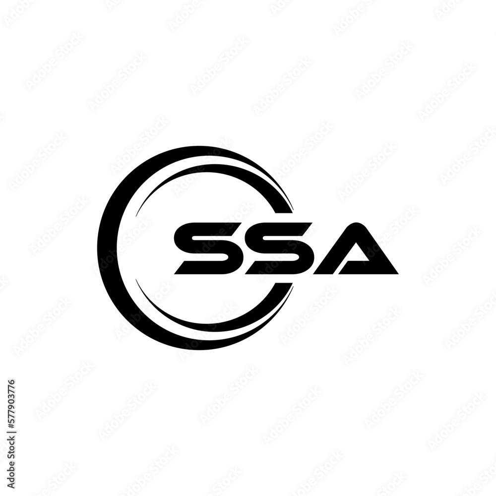 SSA letter logo design with white background in illustrator, cube logo ...