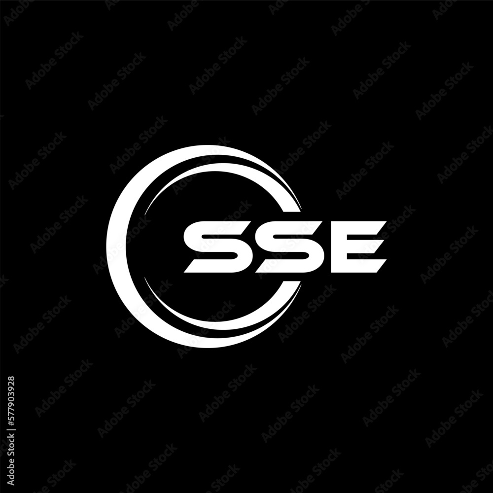 SSE letter logo design with black background in illustrator, cube logo ...