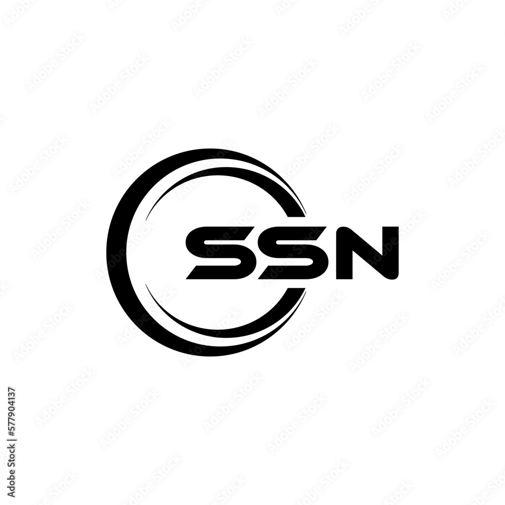SSN letter logo design with white background in illustrator, cube logo ...
