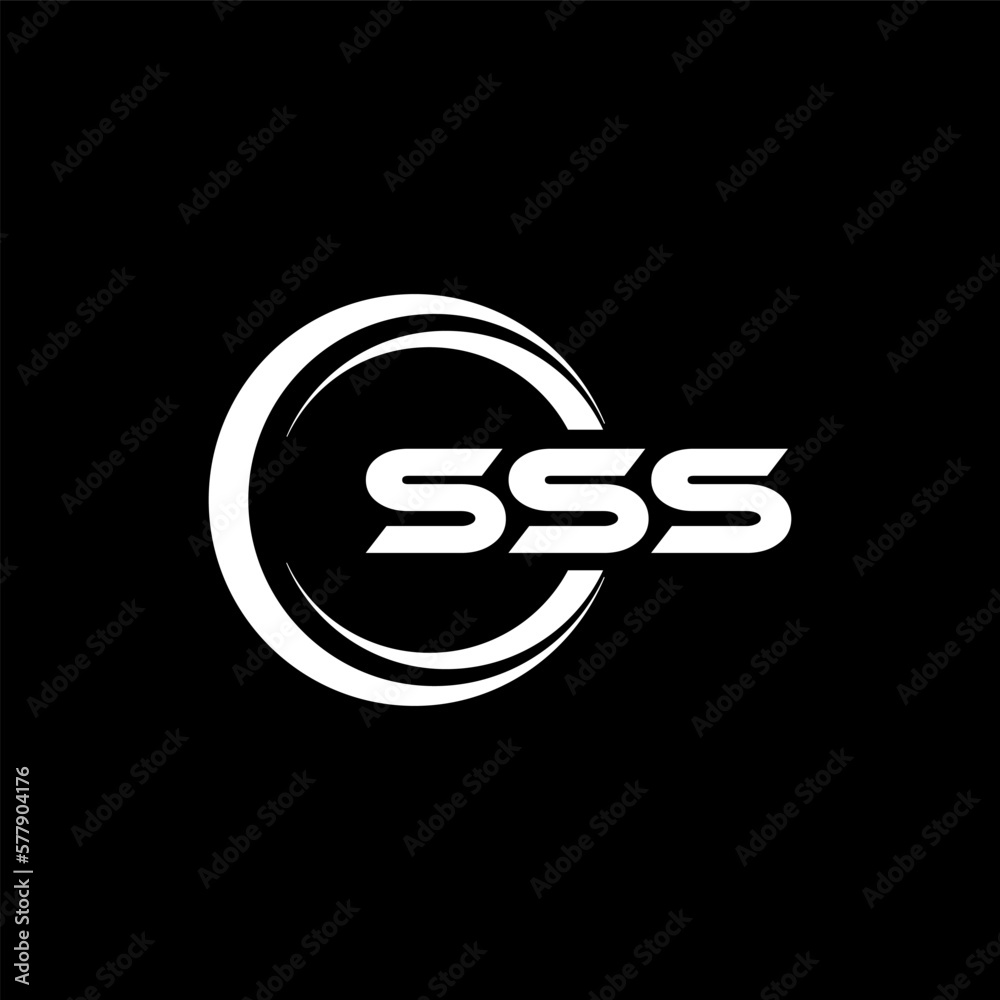 SSS letter logo design with black background in illustrator, cube logo ...