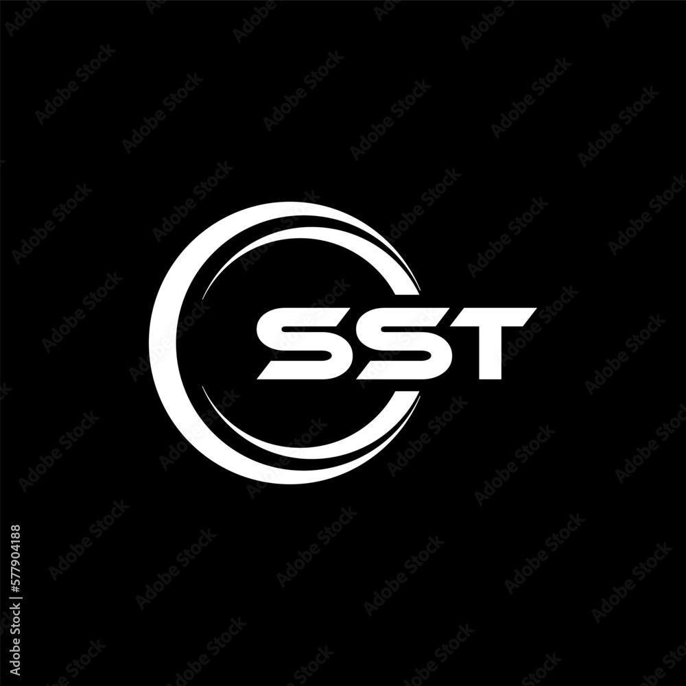 SST letter logo design with black background in illustrator, cube logo ...