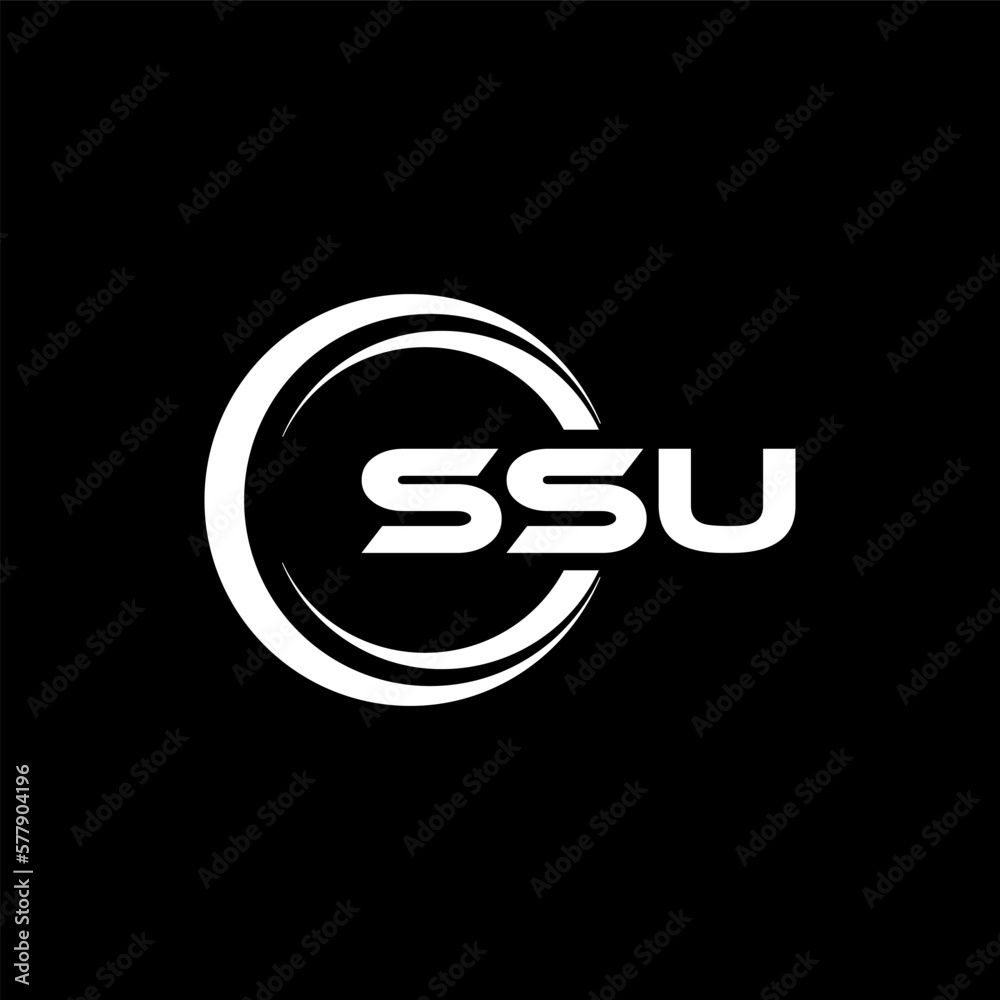 SSU letter logo design with black background in illustrator, cube logo ...