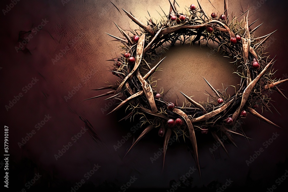 Crown of Thorns with Copyspace. Photo generative AI Stock Illustration ...