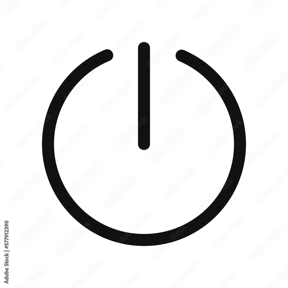 Editable vector power switch icon. Black, line style, transparent white ...