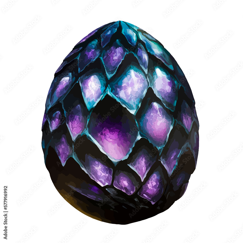Black and purple magic Egg isolated on a white background. Dragon egg ...