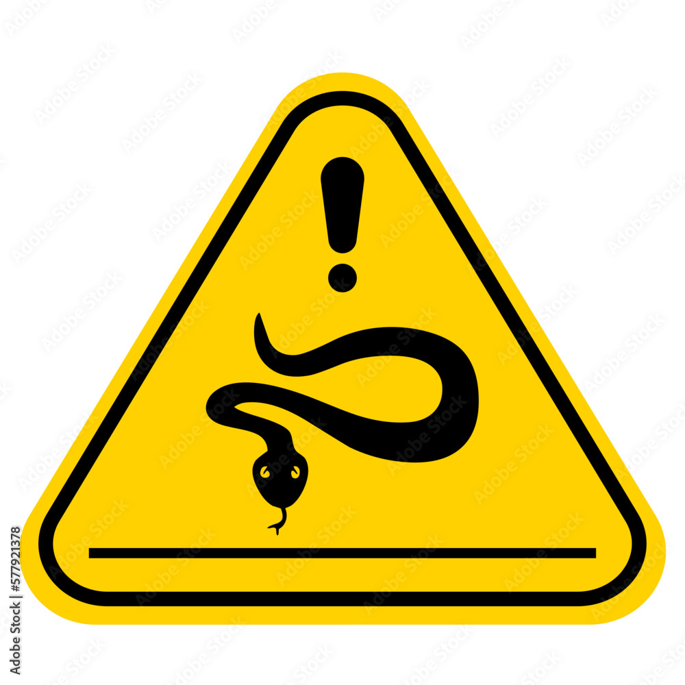 Snakes warning sign. Vector illustration of yellow triangle sign with ...