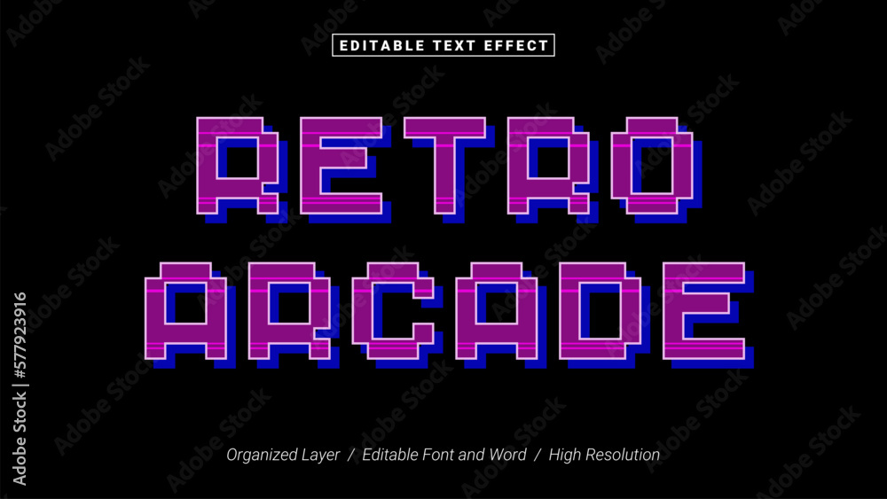 Arcade Video Game Pixelate Editable Font Design Alphabet Typography Template Text Effect