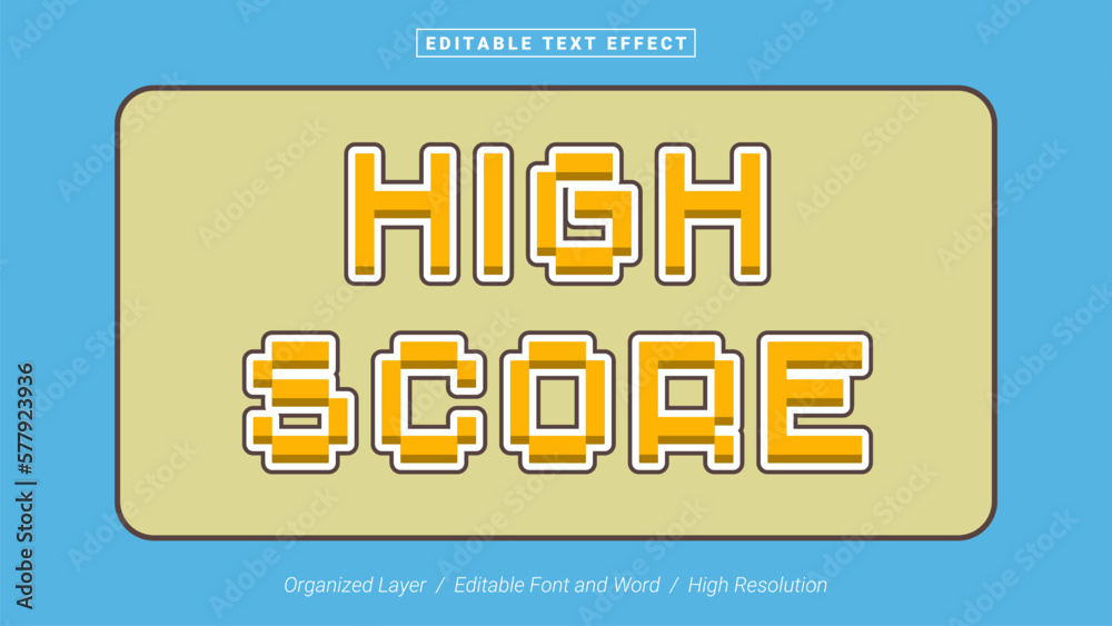 High Score Editable Font Design. Alphabet Typography Template Text ...