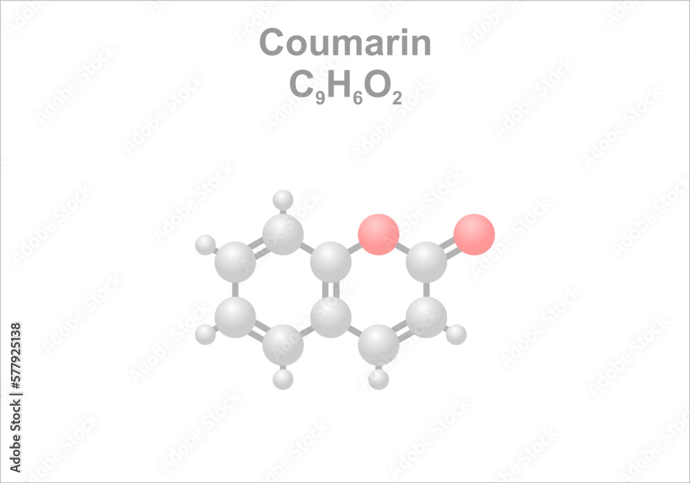 Simplified scheme of the coumarin molecule. Occurs in plants of the ...