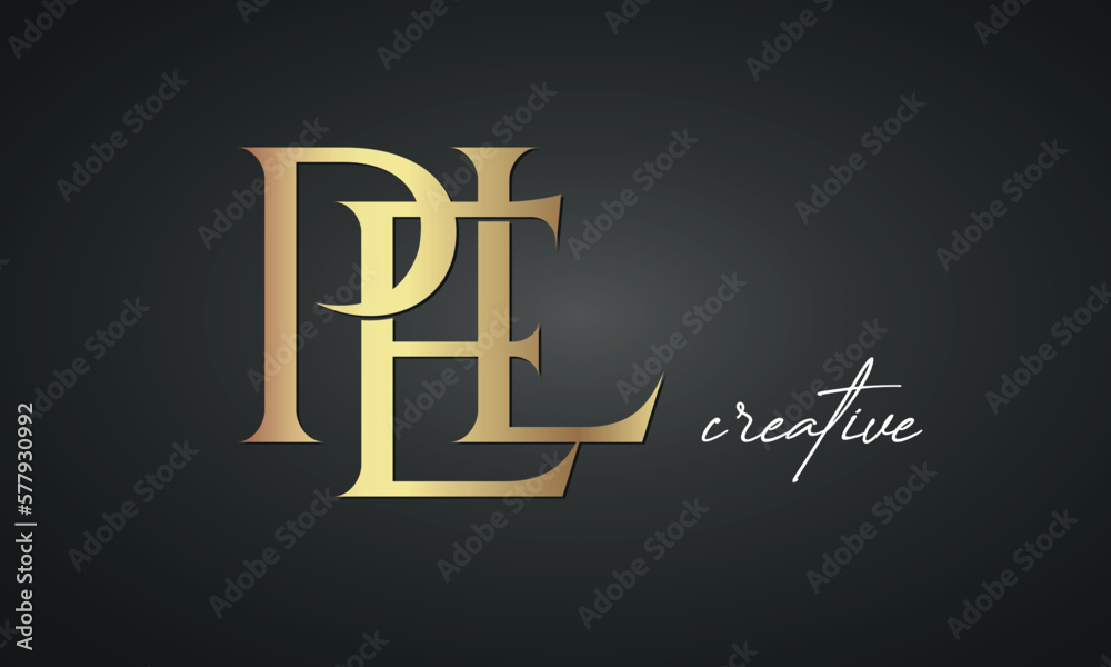 luxury letters PEL golden logo icon premium monogram, creative royal ...