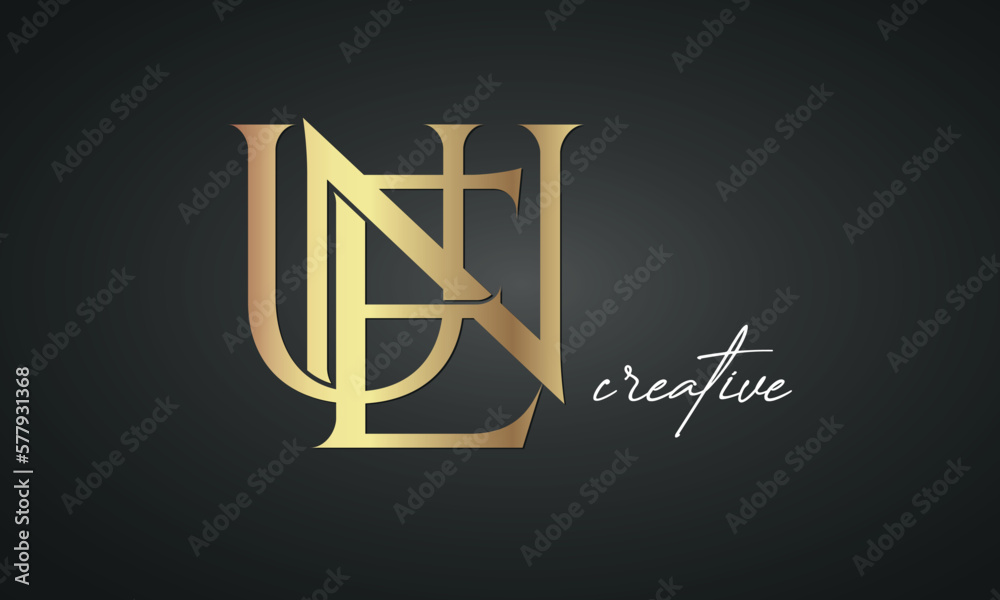 luxury letters UEN golden logo icon premium monogram, creative royal ...