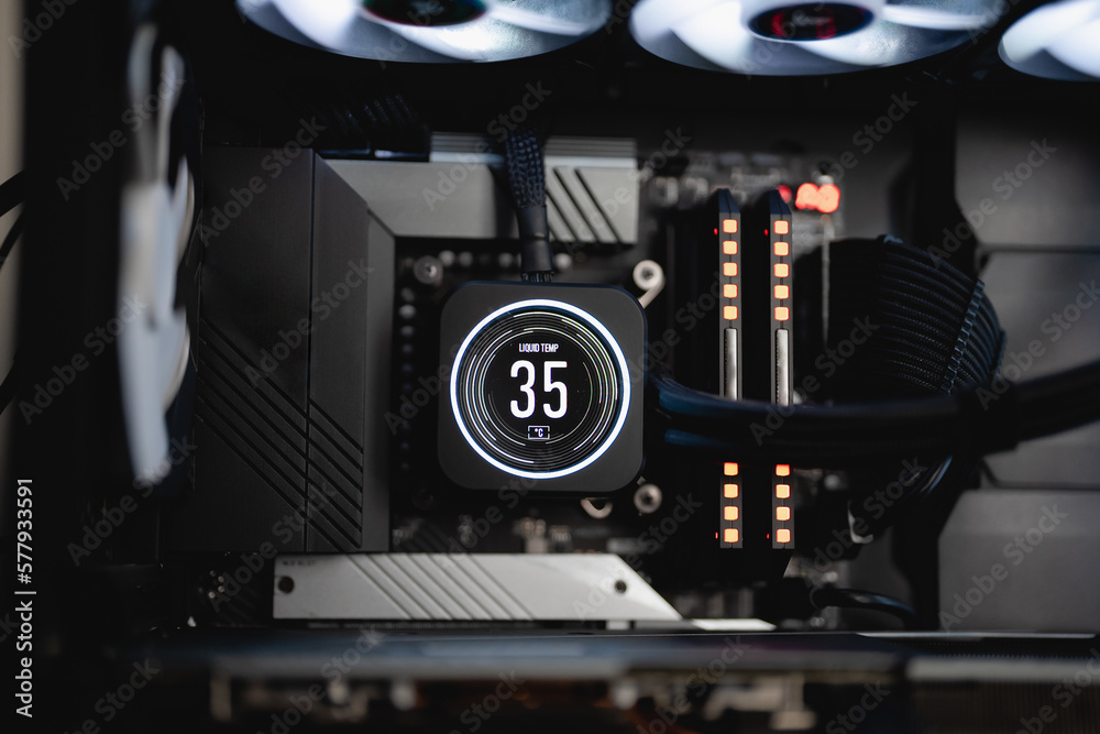 Case Mod concept with Cpu liquid cooling system, motherboard, case led ...