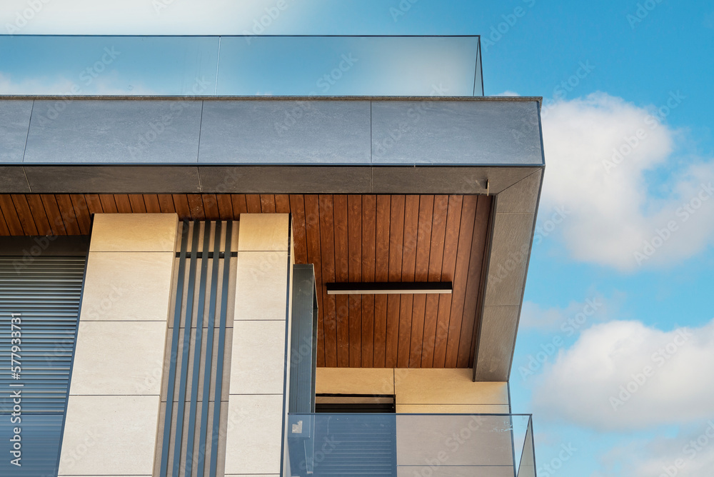PVC ceiling panel covered with wood-like vinyl with modern lighting ...