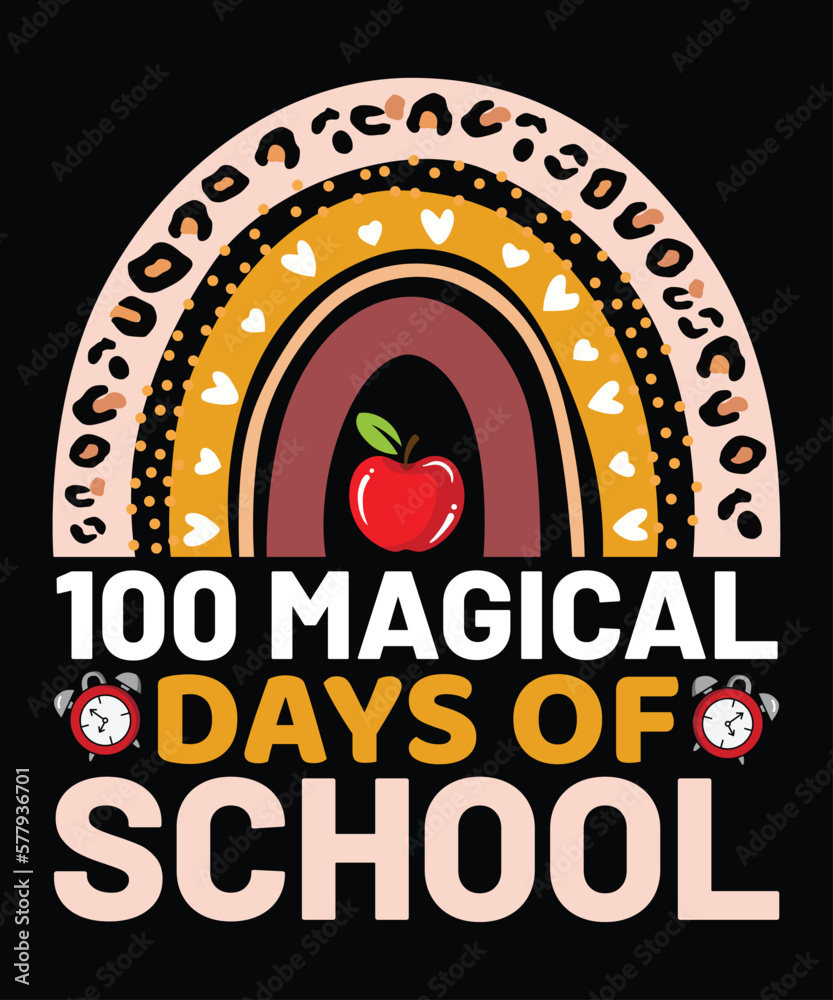 100 Magical Days Of School, Happy back to school day shirt print ...